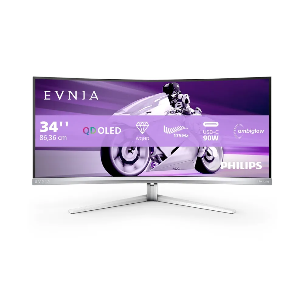 Philips Evnia 34M2C8600 34 Zoll UWQHD Curved QD-OLED 21:9 175 Hz ...