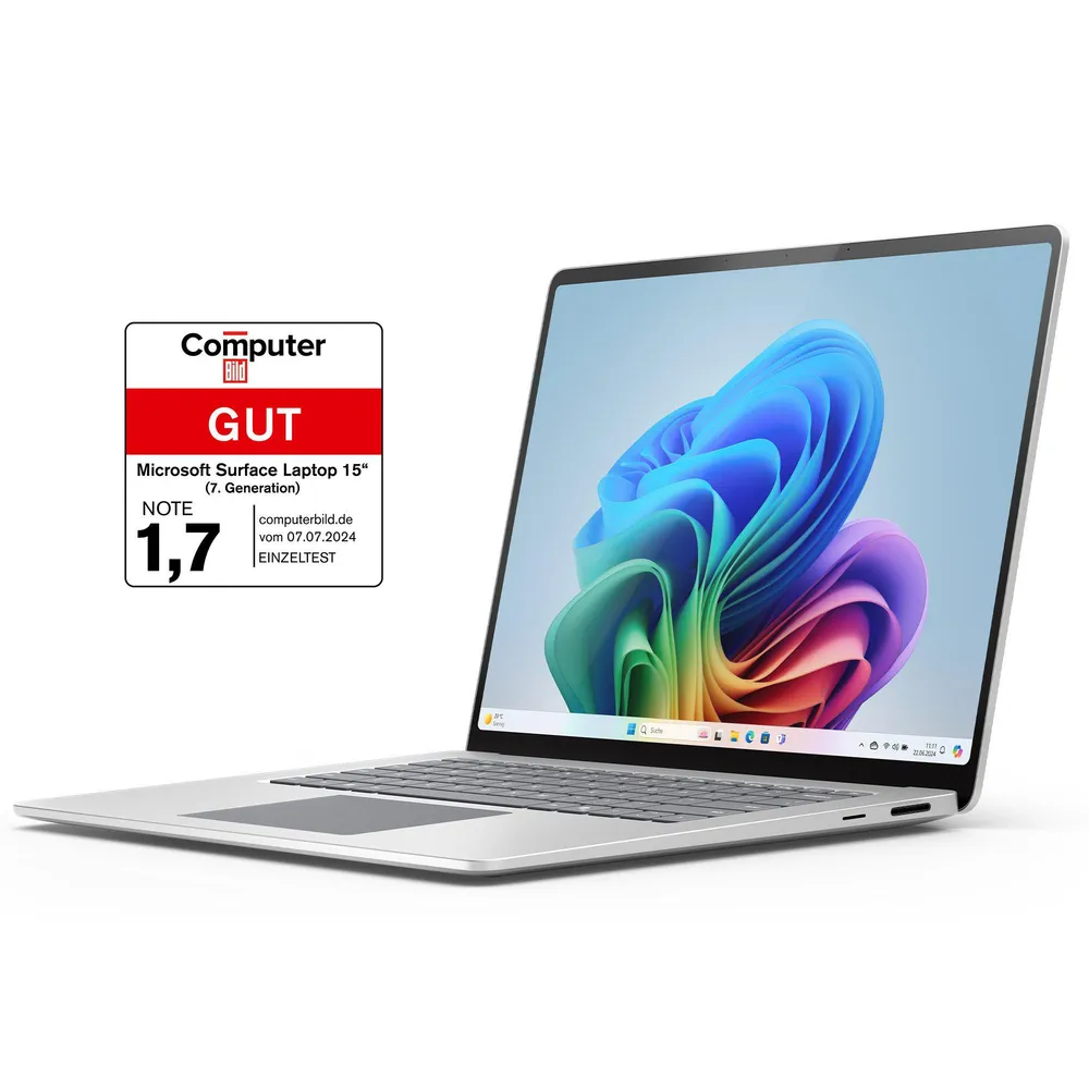 Surface Laptop (7.Edition) Copilot+PC 15" QHD Touch Platin Snapdragon ...