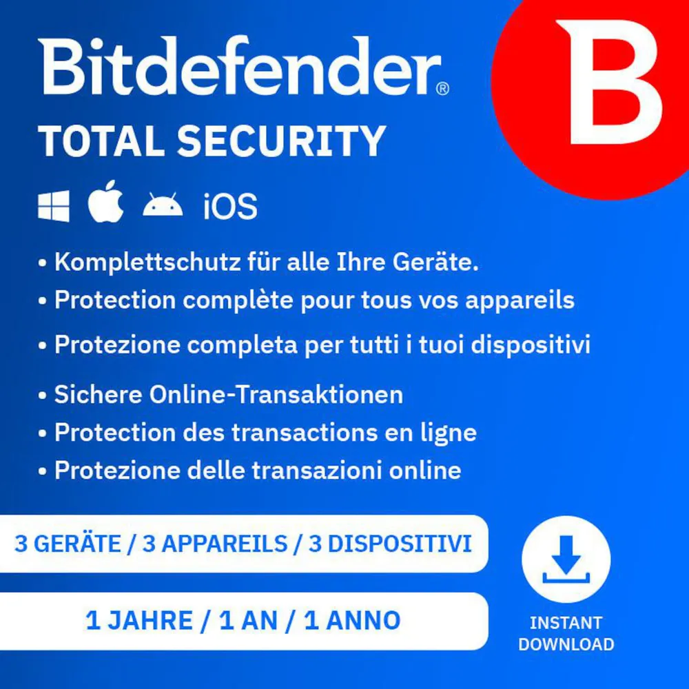 Bitdefender Total Security 1 Jahr 3 Geräte Download Code Buy